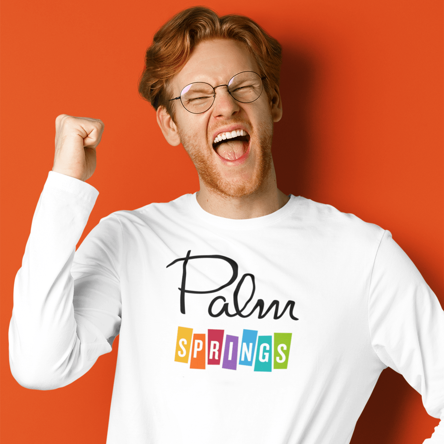 Palm Springs Rainbow Long Sleeved T-Shirt - White – Destination PSP