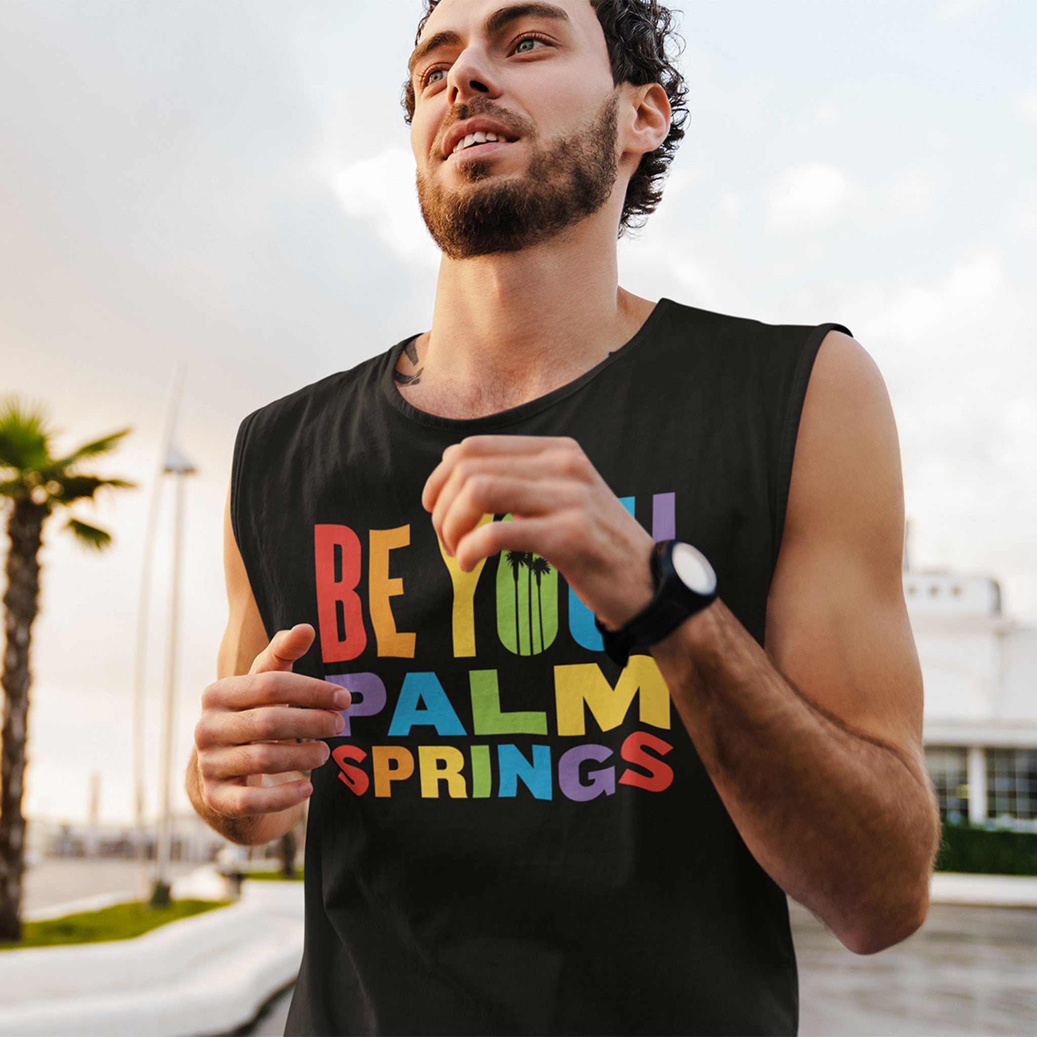 Unisex Sleeveless T-shirt - Palm Springs Pride Be You - Black ...